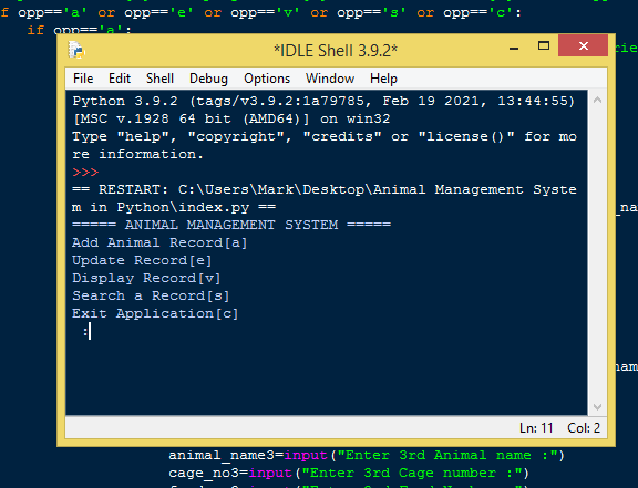 Animal Management System In Python Free Source Code Sourcecodester